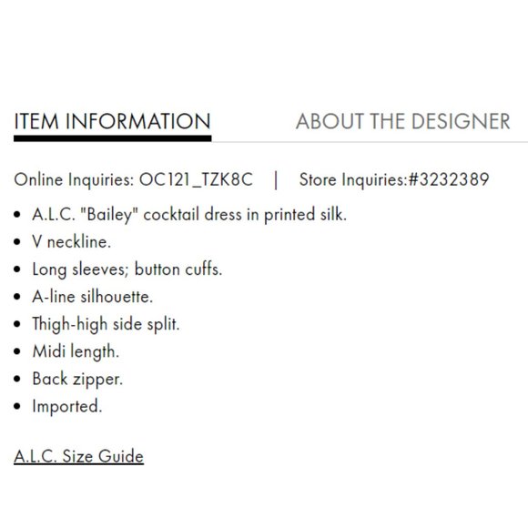 A.L.C. | Dresses | Alc Bailey Long Sleeve Printed Midi Dress | Poshmark
